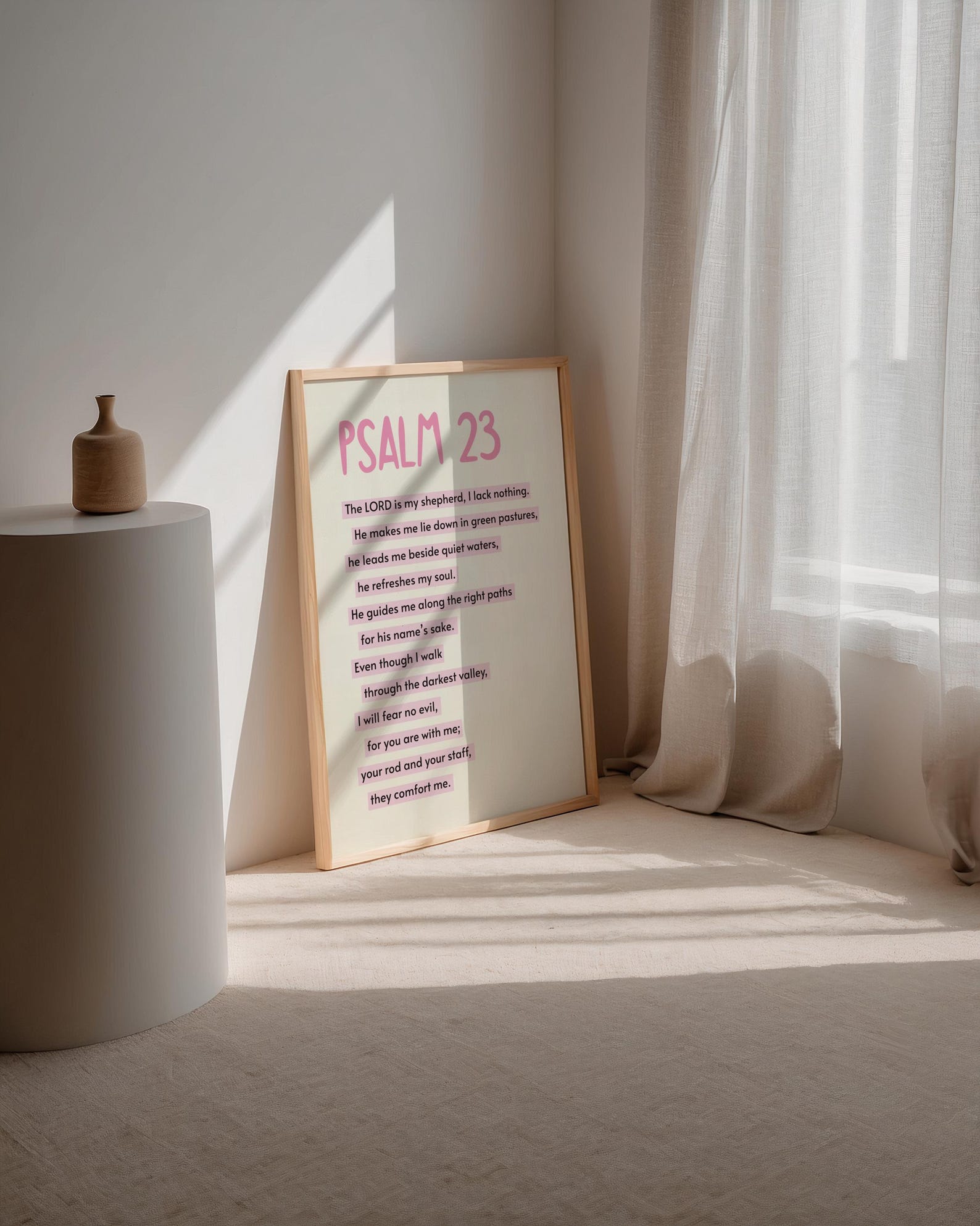 Psalm 23 Aesthetic Christian Pink Art, Preppy Christian Art Bible ...