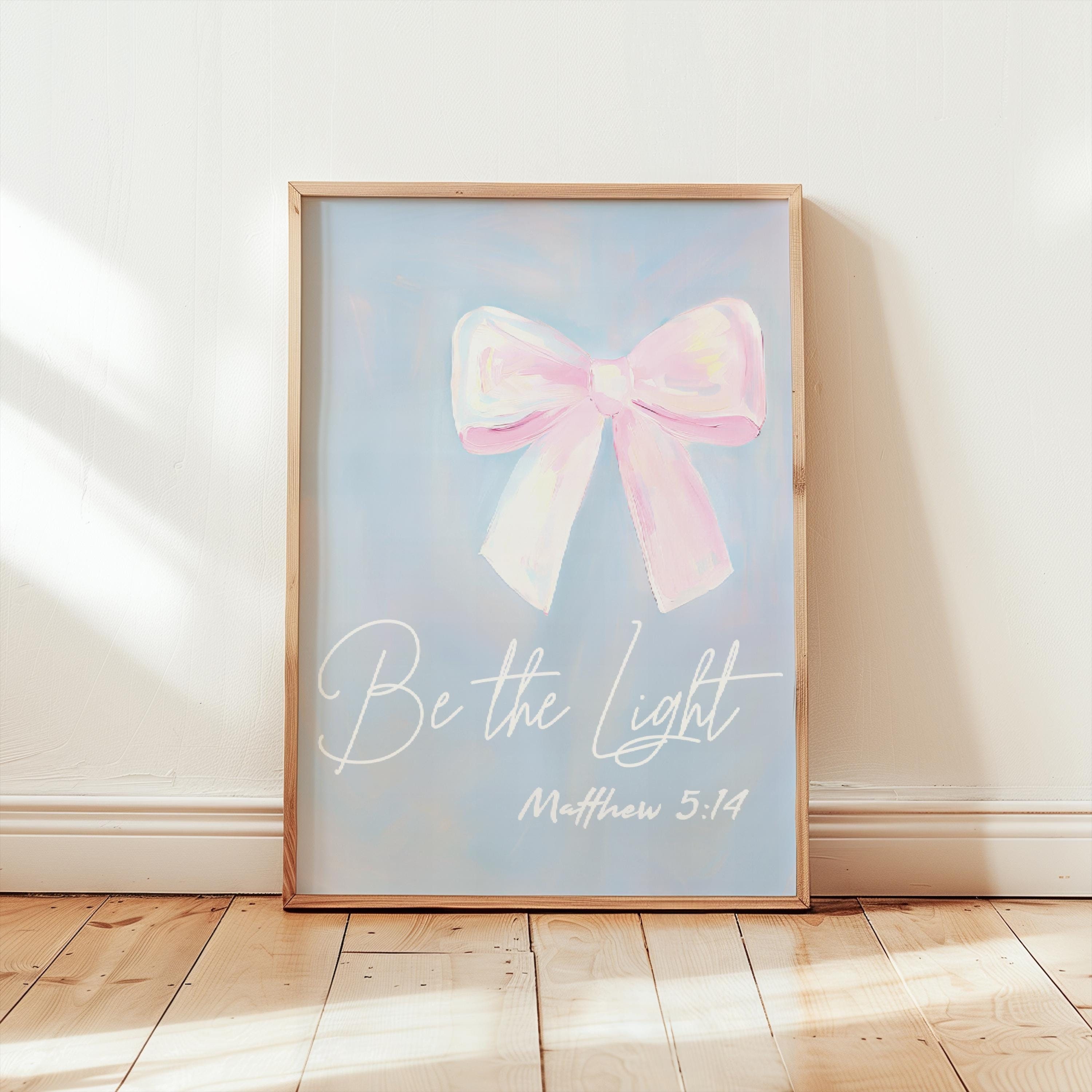 Pink Bow Christian Scripture Wall Art, Coquette Room Decor, Bible Verse ...