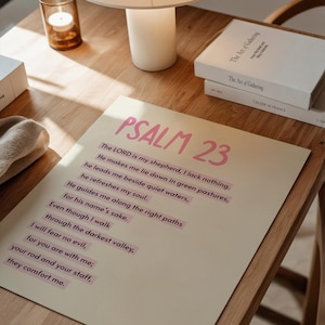 Psalm 23 Aesthetic Christian Pink Art, Preppy Christian Art Bible ...