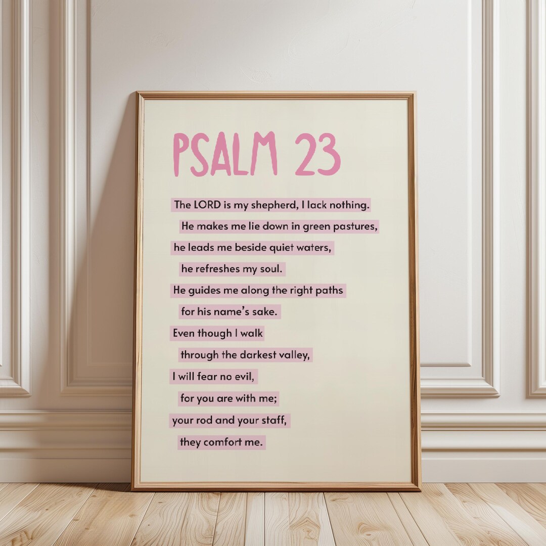 Psalm 23 Aesthetic Christian Pink Art, Preppy Christian Art Bible ...
