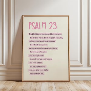 Psalm 23 Aesthetic Christian Pink Art, Preppy Christian Art Bible ...