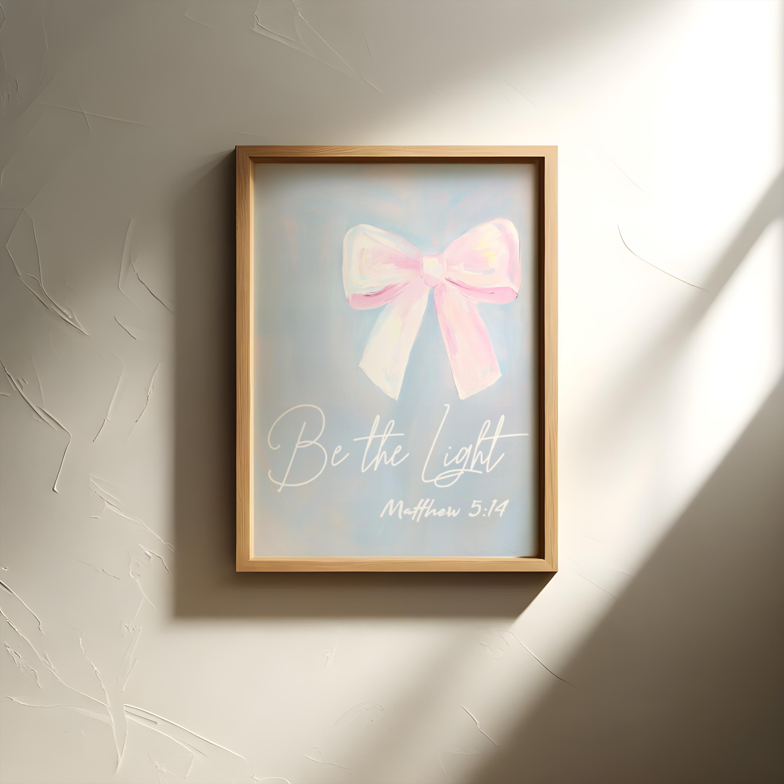 Pink Bow Christian Scripture Wall Art, Coquette Room Decor, Bible Verse ...