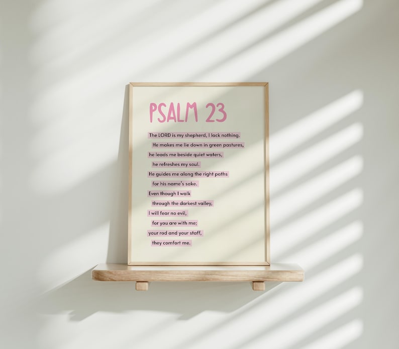 Psalm 23 Aesthetic Christian Pink Art, Preppy Christian Art Bible ...