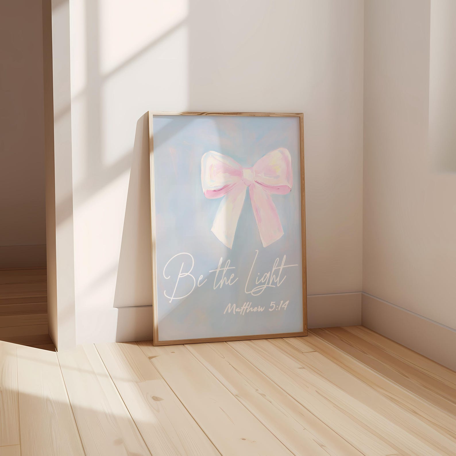 Pink Bow Christian Scripture Wall Art, Coquette Room Decor, Bible Verse ...