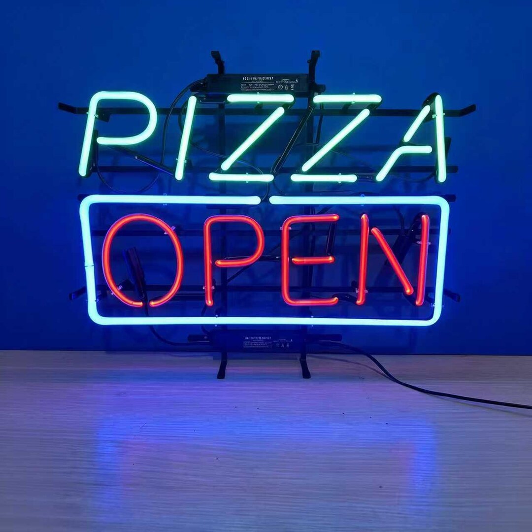 Pizza Open Neon Sign, Pizzeria Wall Decor, Restaurant Open Sign, Pizza ...