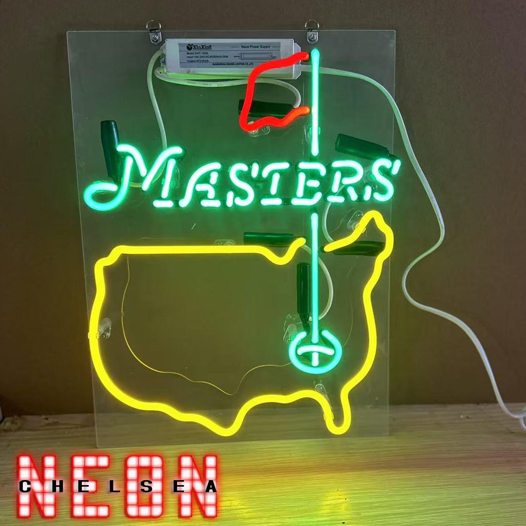 Texas Golf Neon Sign – Real Glass “masters” Inspired Light for Bar, Man ...