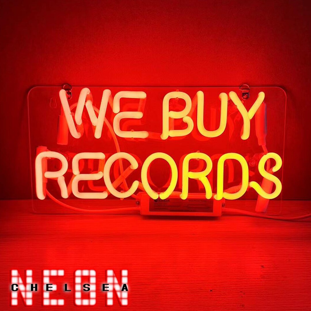 WE BUY RECORDS Neon Sign – Vinyl Shop Neon Light, Record Store Window ...