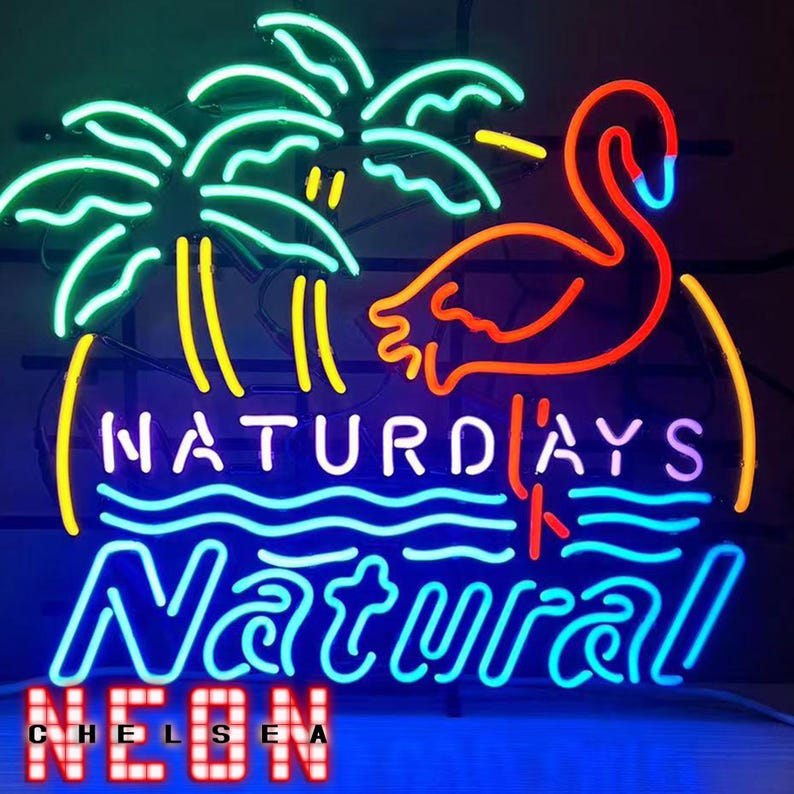 Flamingo Neon Bar Sign – Real Glass Naturdays Palm Tree Light for Tiki ...