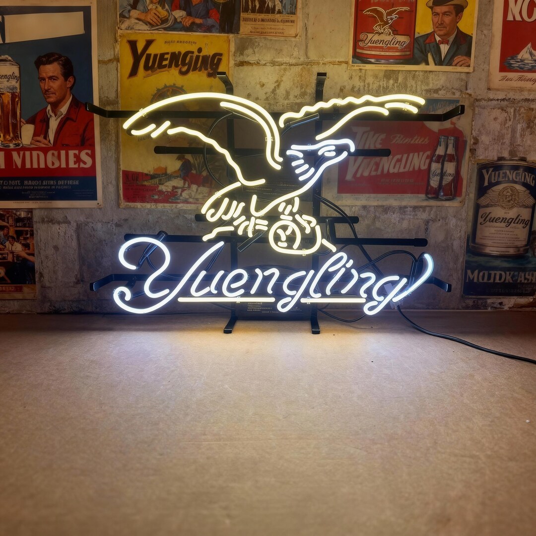 Eagle Neon Beer Sign, Yuengling Style Bar Light Vintage Pub Decor Man ...