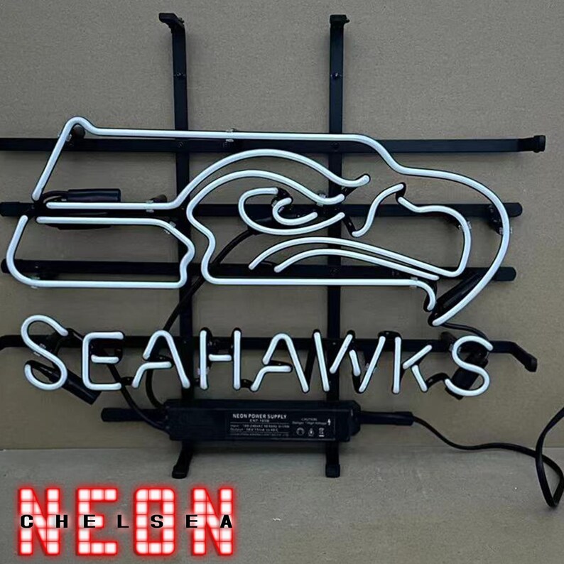 Blue Hawk Logo Neon Sign Glass Wall Light for Man Cave, Sports Bar ...