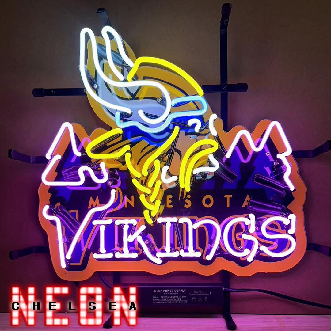 Vikings Neon Beer Bar Decor Wall Art Home Bar Wall Hanging Sign ...