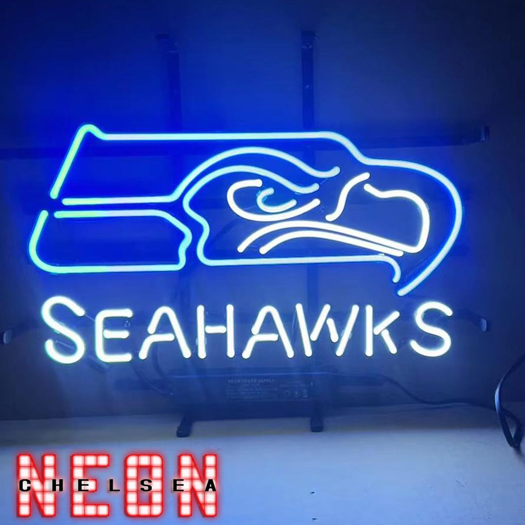 Blue Hawk Logo Neon Sign Glass Wall Light for Man Cave, Sports Bar ...