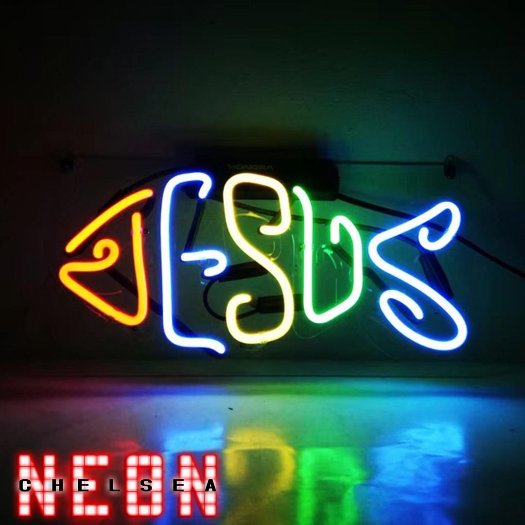 Colorful Jesus Neon Sign – Real Glass Christian Wall Light, Faith Home ...