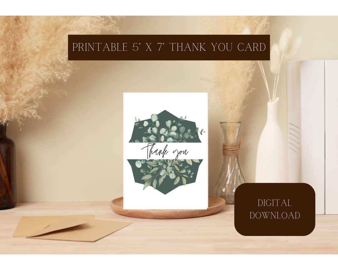 Eucalyptus Thank You Card Digital Download Printable Card - Etsy