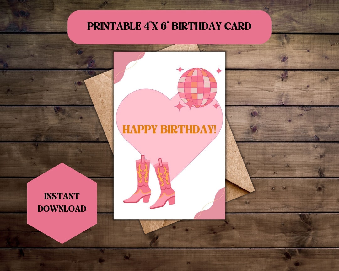 Disco Cowgirl Birthday Card Digital Download Printable Card - Etsy
