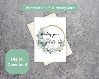 Eucalyptus Happy Birthday Card - Etsy