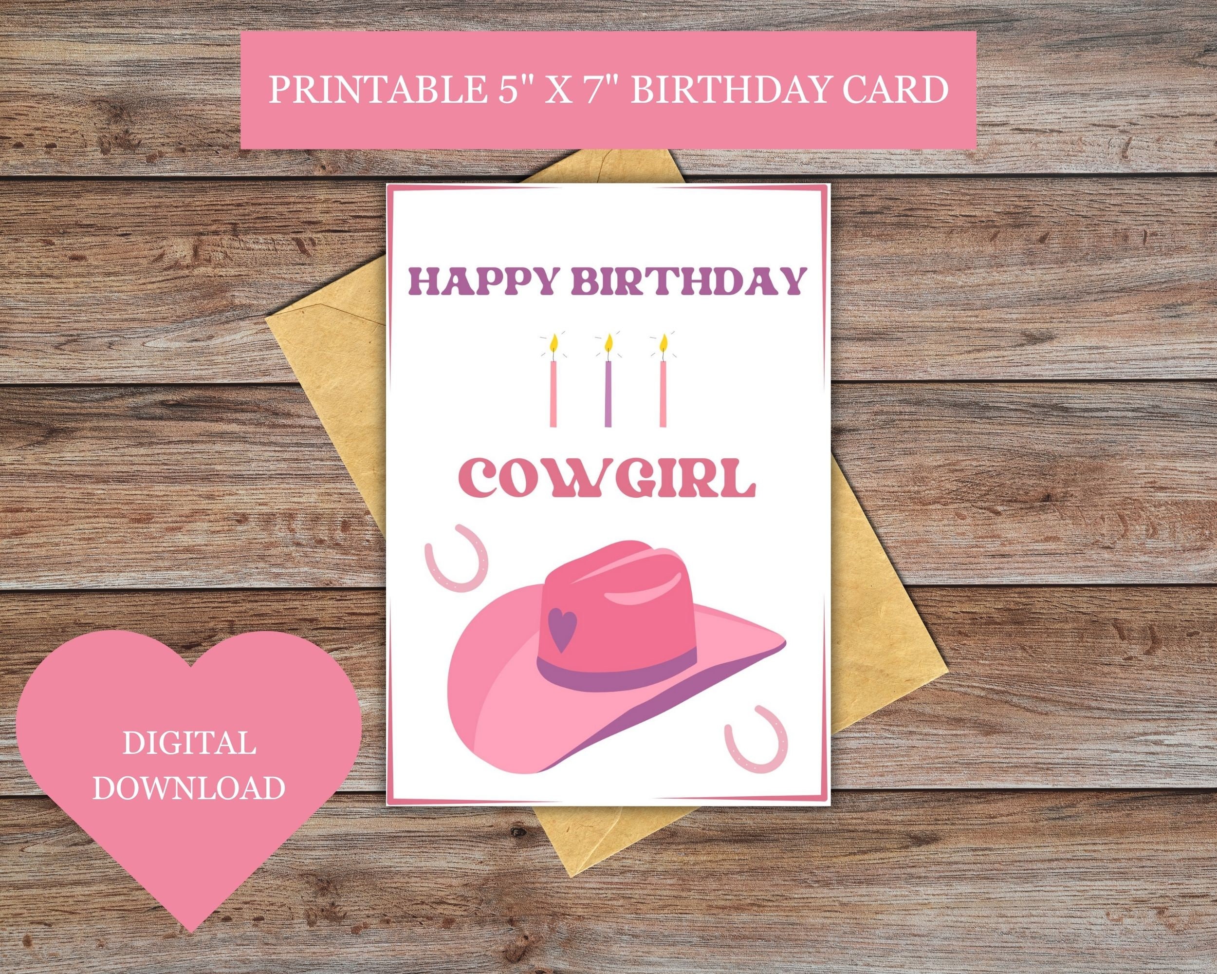 Cowgirl Birthday Card Digital Download Printable Card - Etsy