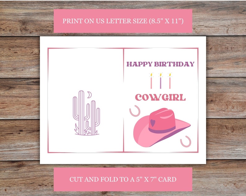 Cowgirl Birthday Card Digital Download Printable Card - Etsy