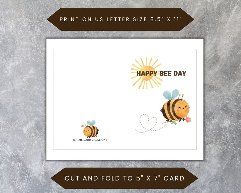 Happy Bee Day Birthday Card Digital Download Printable Card - Etsy