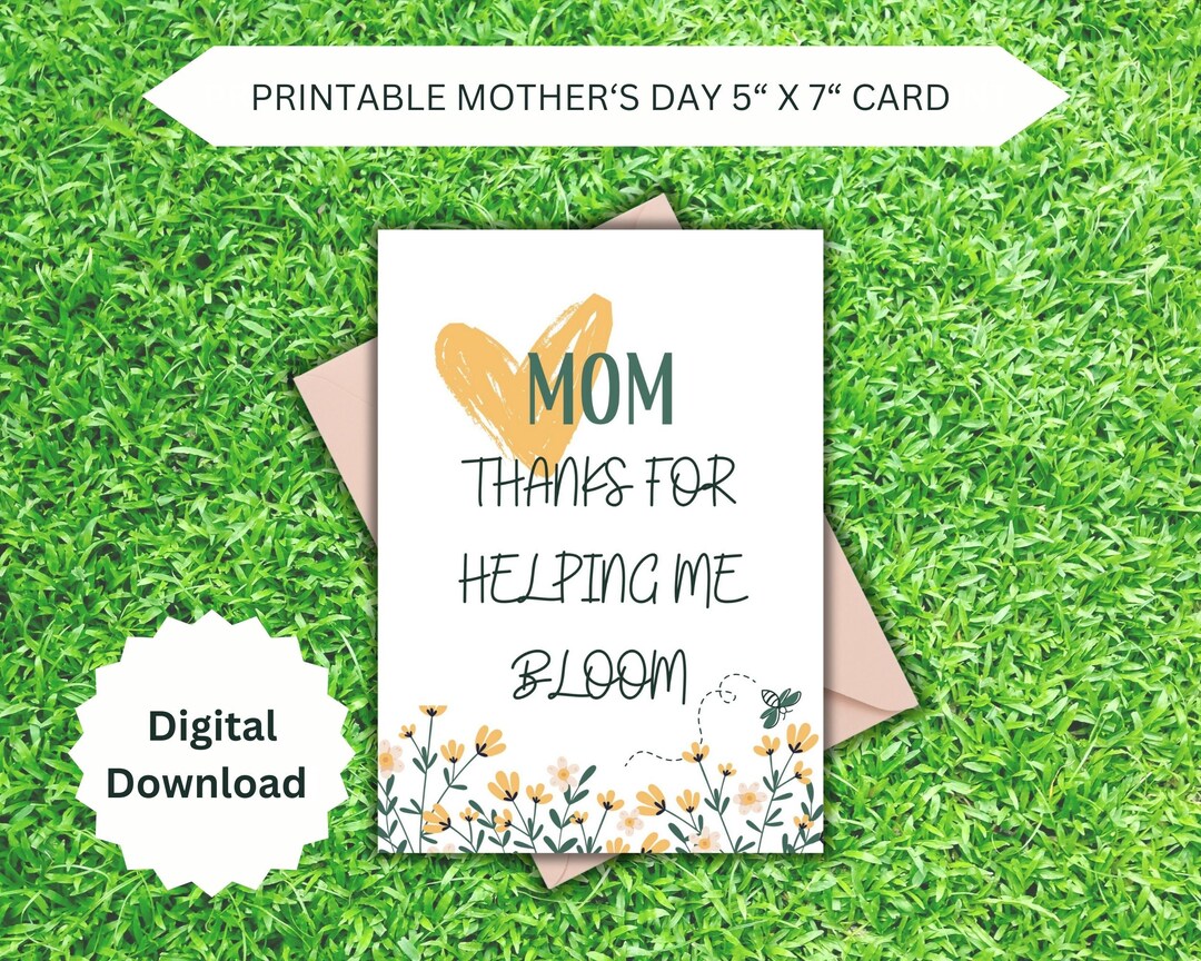 Mother's Day Bloom Digital Download Printable Card - Etsy