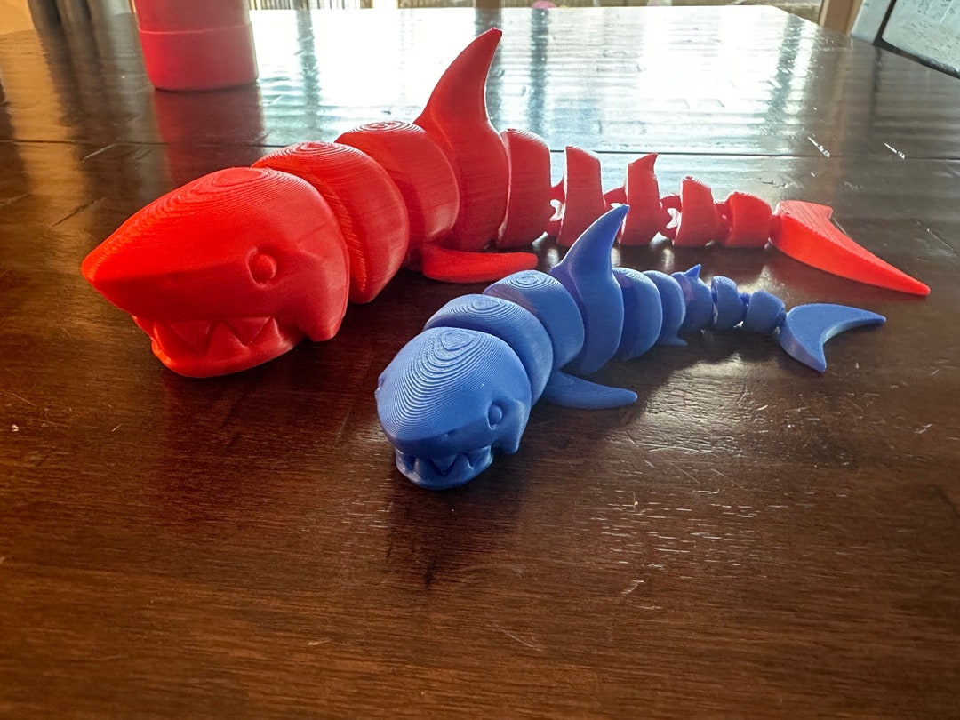 Jointed 3D Printed Shark Sculpture - Flexible Posable Ocean Home Décor ...