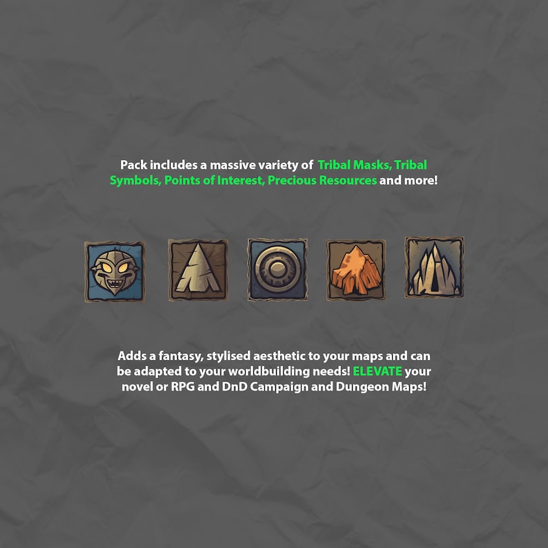 200 + Fantasy Map Icons, Featuring Tribal Masks, Map Markers, Points of ...