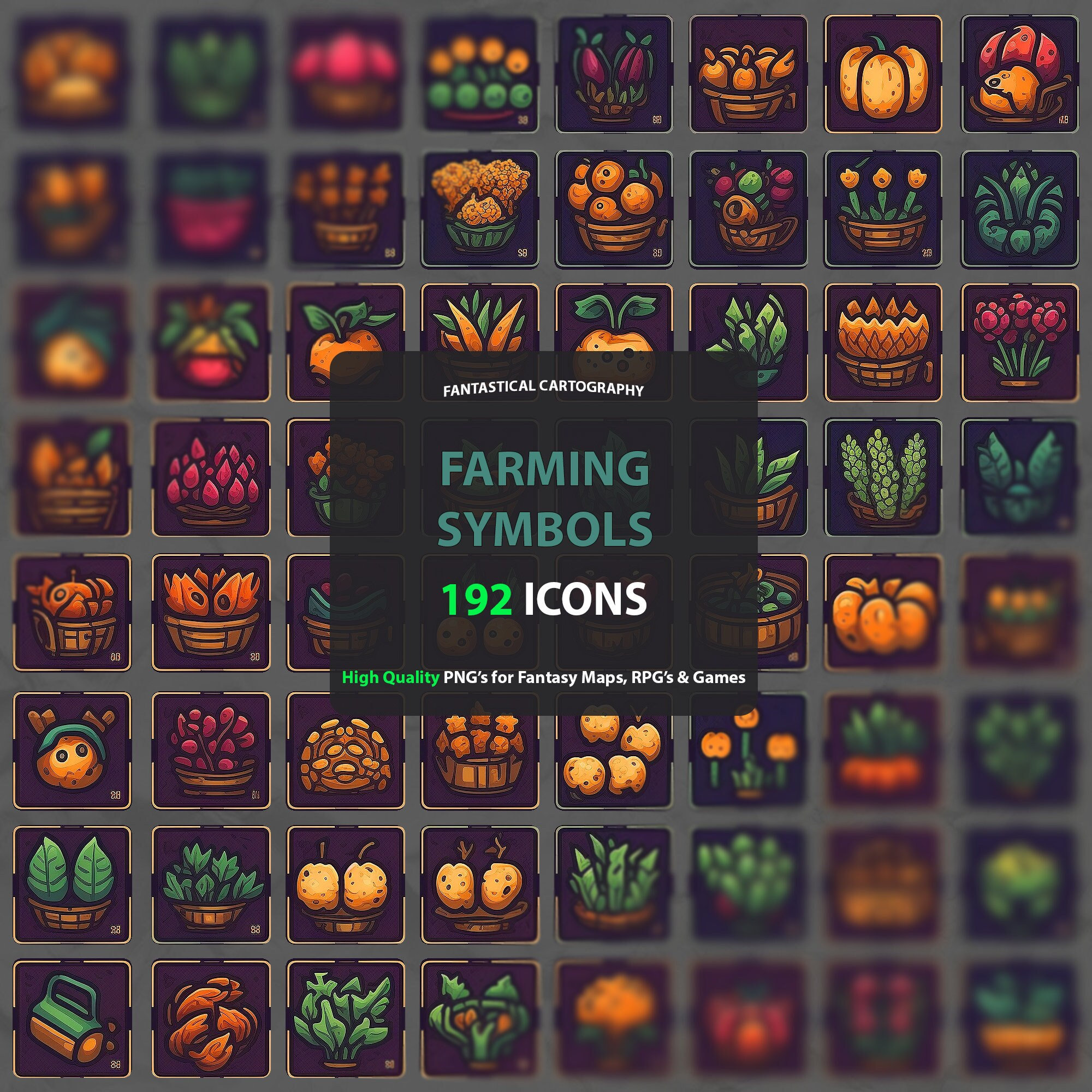192 Farming & Crop Icons, Featuring Crops, Vegetables, Herbs Etc. as ...