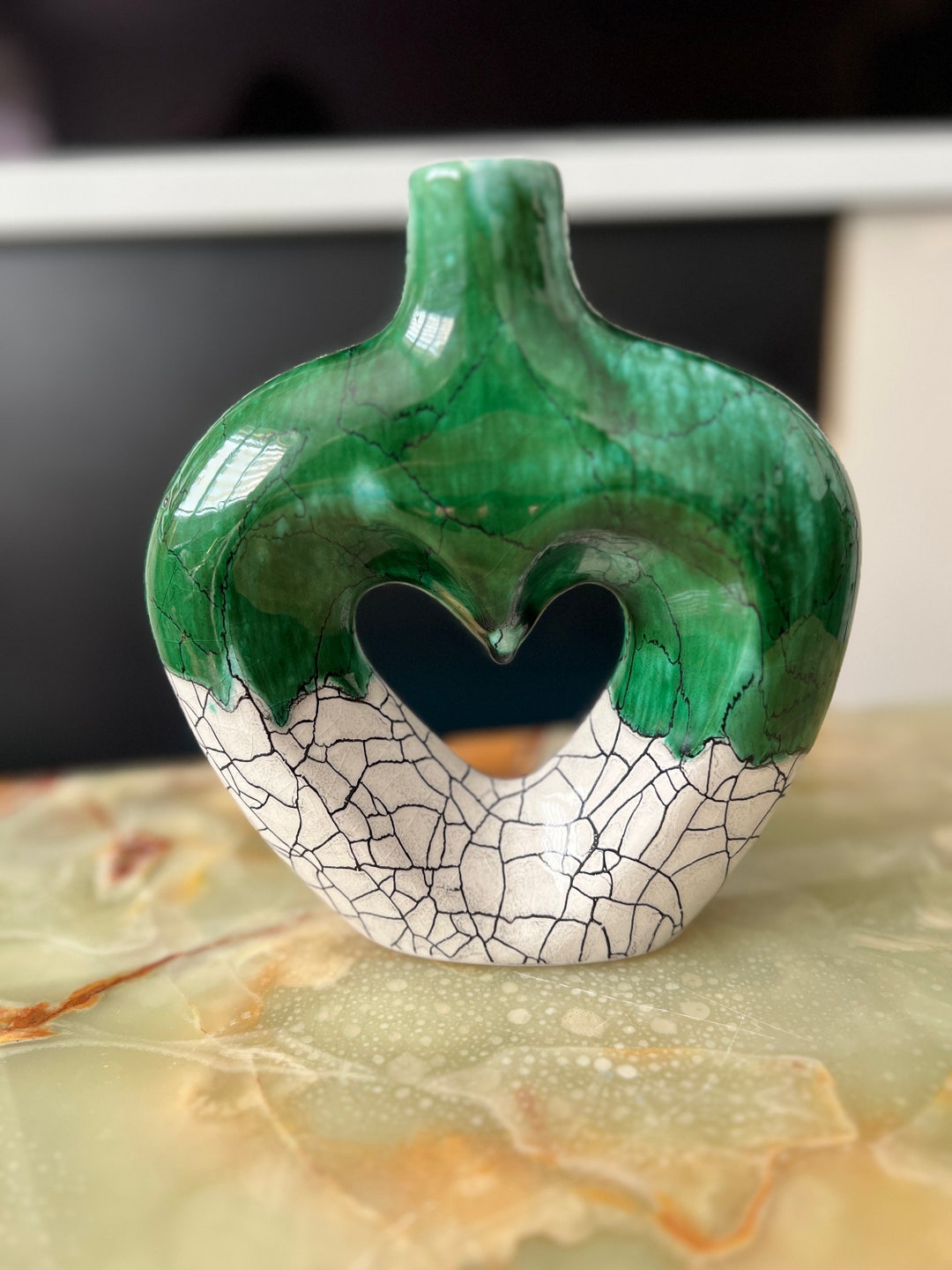 Heart Vase in Enamelled Ceramic, Handcrafted in Marrakech - Etsy