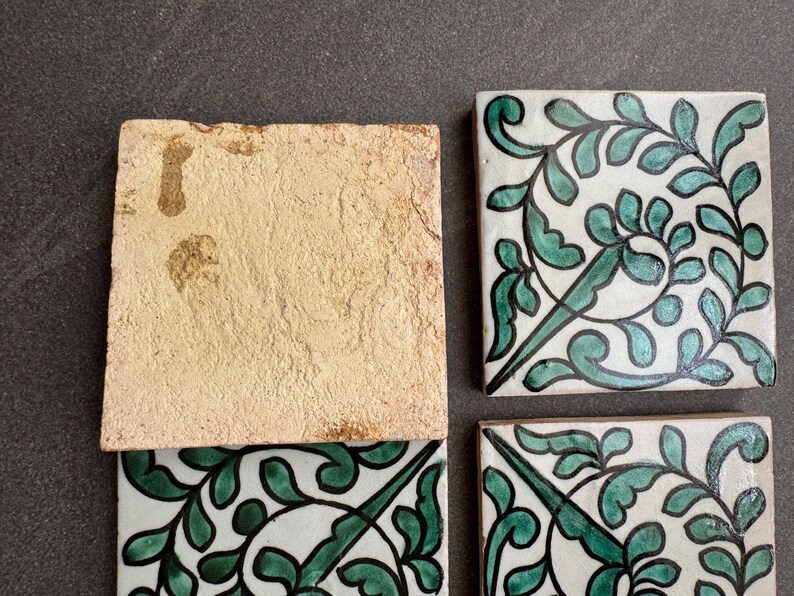 Set of 4 Moroccan Zellige Tiles, Handcrafted in Fez, for Floors or ...