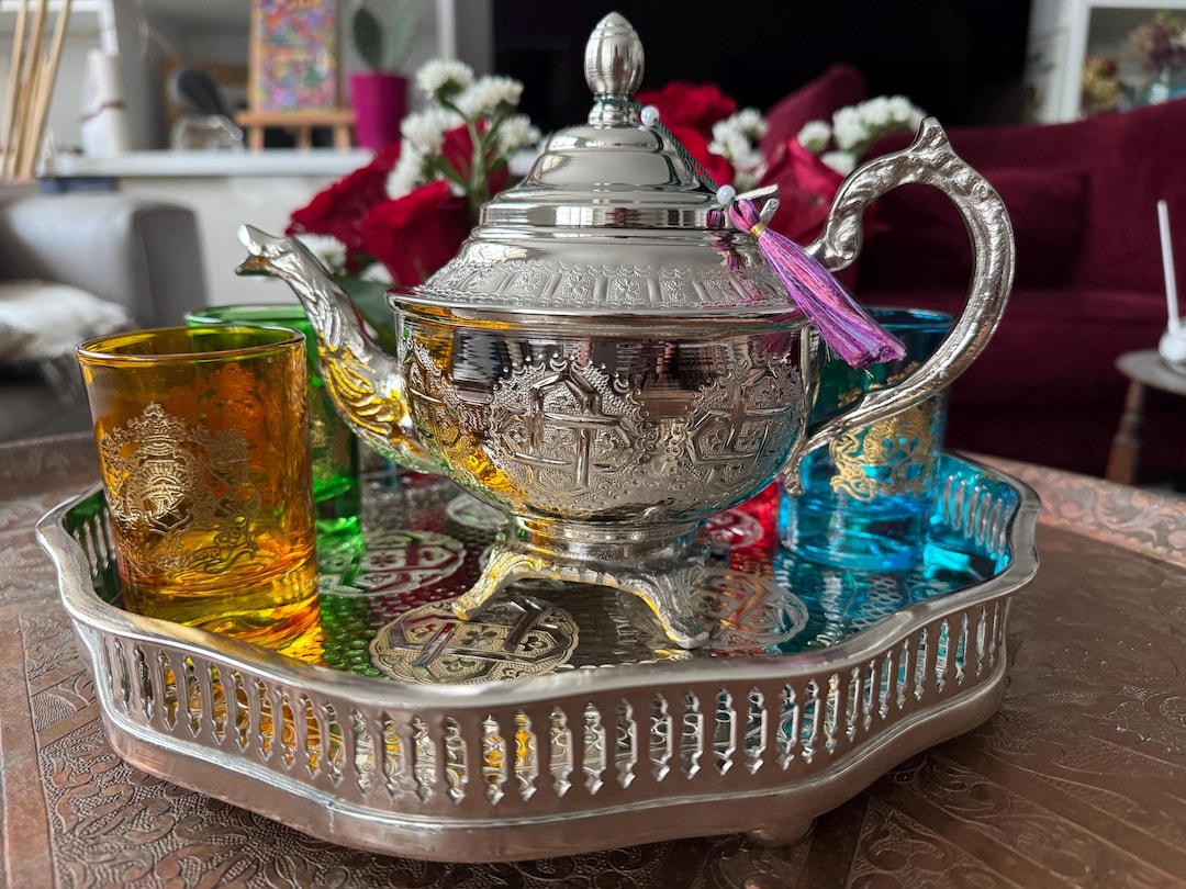 Moroccan Tea Set Handcrafted in Fez, Morocco, English-style Teapot ...