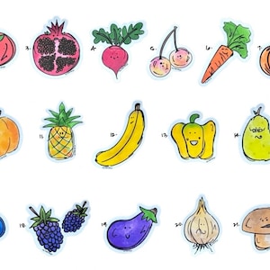 Cartoon Fruit and Vegetable/veggie Vinyl Stickers | Laptop Sticker ...