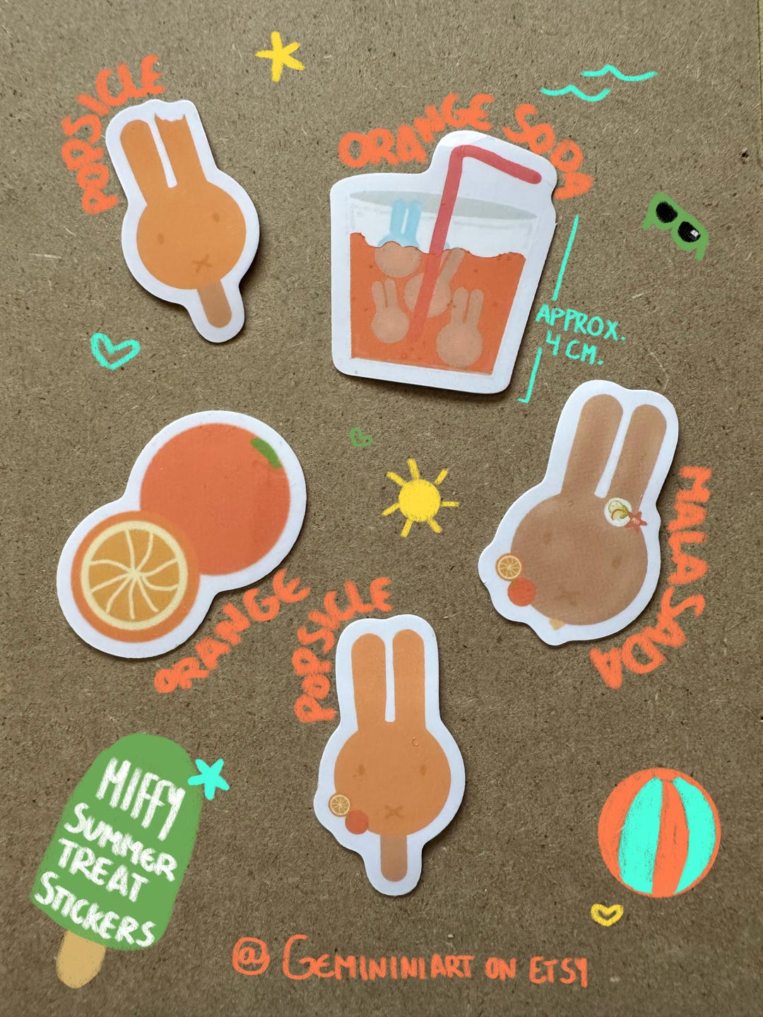 Miffy Sticker Pack Cute Miffy Inspired Summer Treats Sticker Pack - Etsy