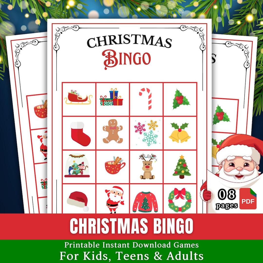 Christmas Bingo Game Printable Bingo Cards Family Christmas Game ...