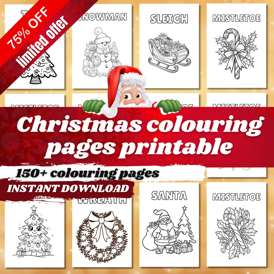 150 Christmas Coloring Pages Bundle Christmas Games Christmas ...