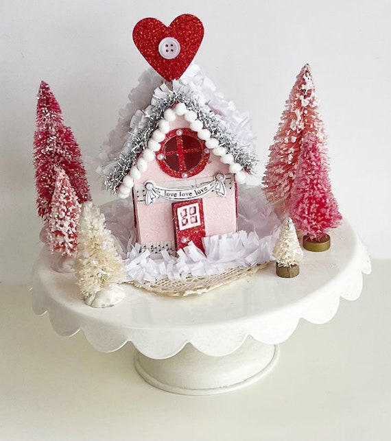 Miniature Putz House of Love, Heart Centerpiece, Valentines Day ...