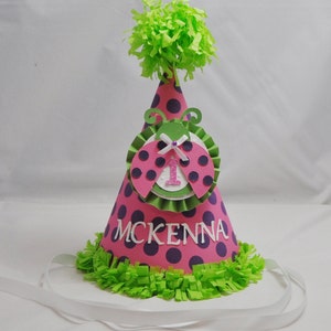 Personalized Ladybug Party Hat, First 1st Birthday Baby Toddler Girl ...