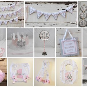 Girl Snowflake Party Hat Personalized, Pink and Silver, 1st First Baby ...