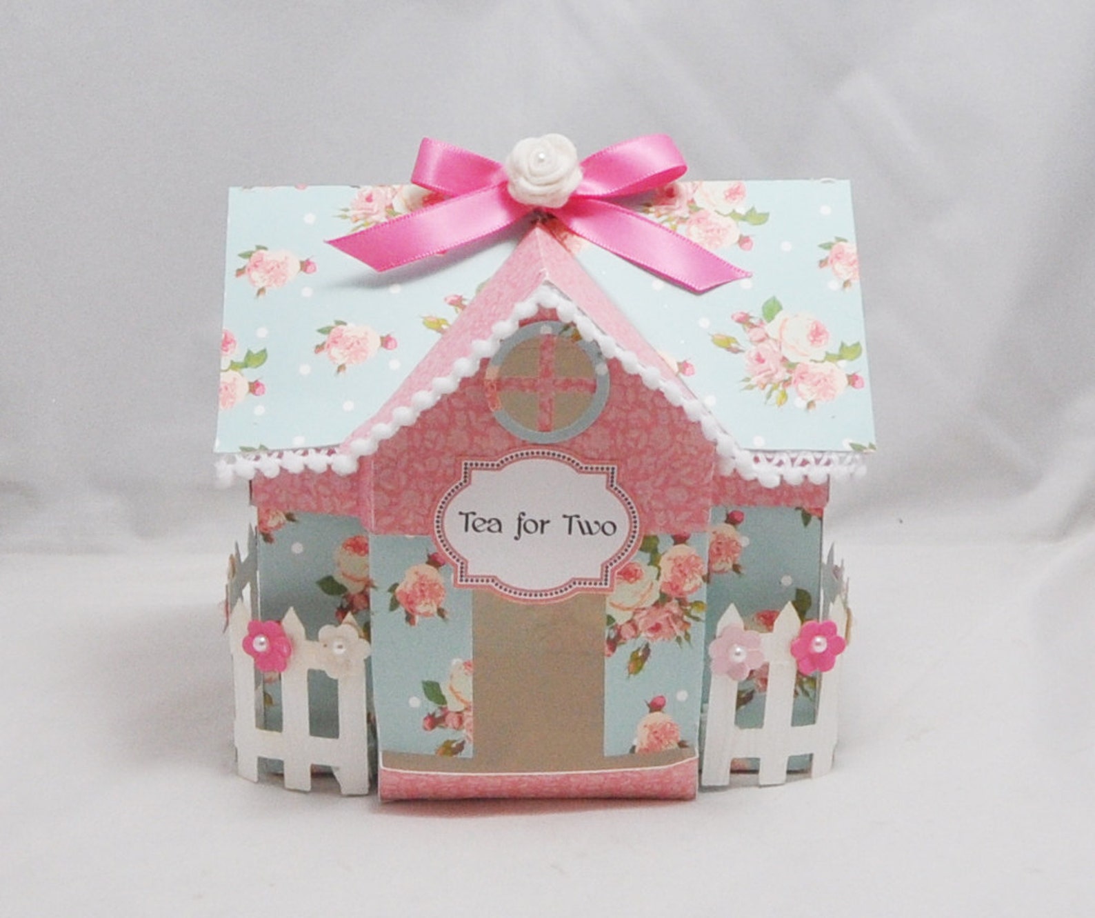 Tea House Cottage Box Centerpiece, Teabag Holder, Birthday Gift, 1st ...