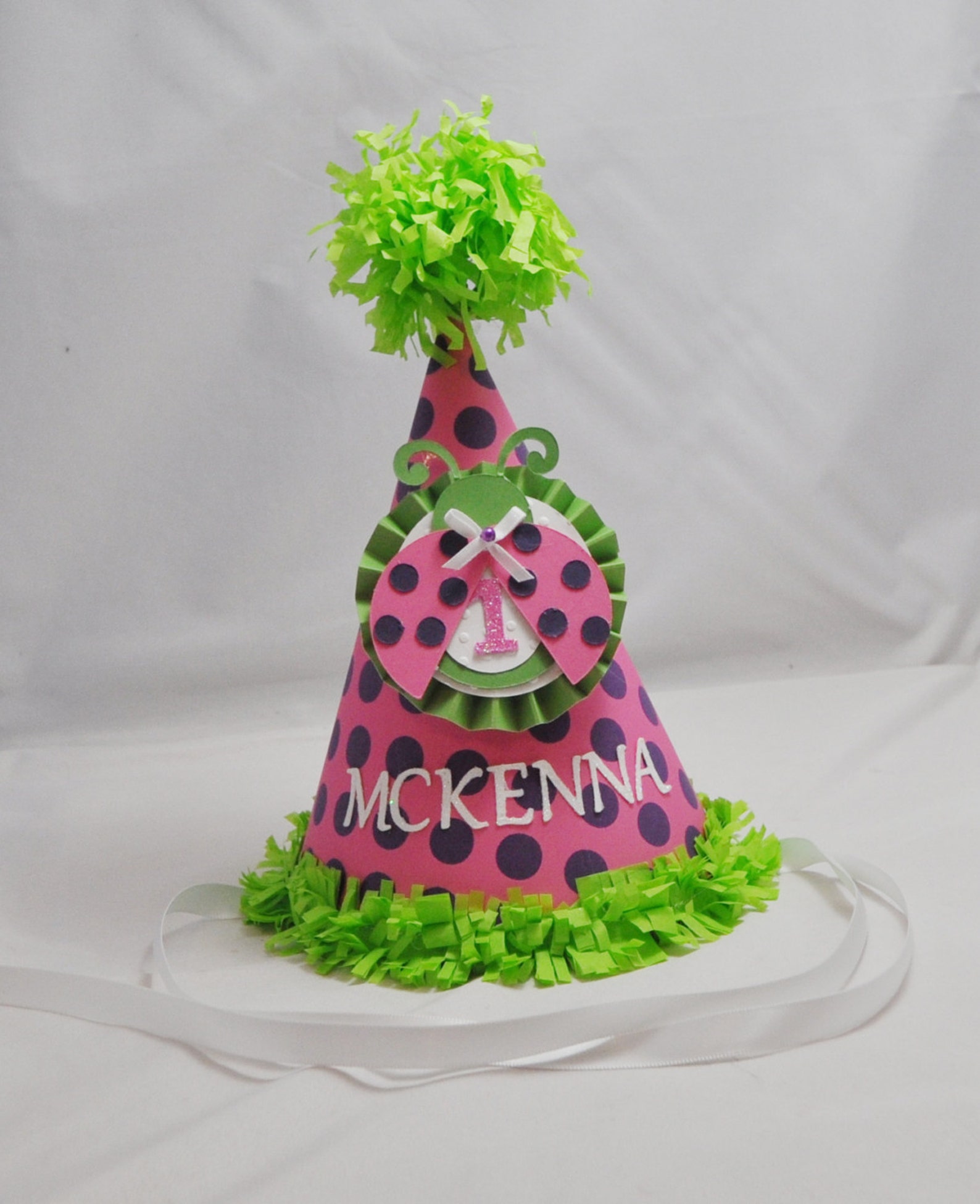 Personalized Ladybug Party Hat, First 1st Birthday Baby Toddler Girl ...