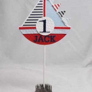 Sailboat Cake Topper Personalized and Anchor Bib Set, Sailor Baby Boy ...