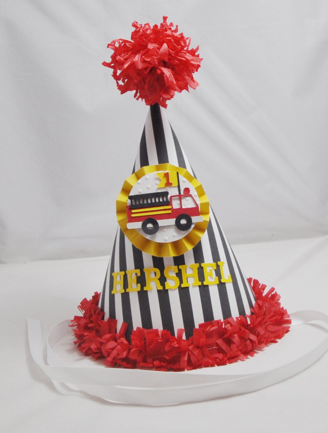 Firetruck Party Hat Personalized, 1st Birthday Baby Toddler Boy or Girl ...