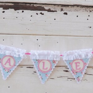 Blue Floral Name Banner with Flowers or Butterflies Baby | Etsy