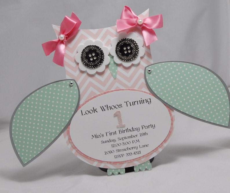 Handmade Owl Shaped Invitations, Set of 6, Look Who's Turning One,1st ...