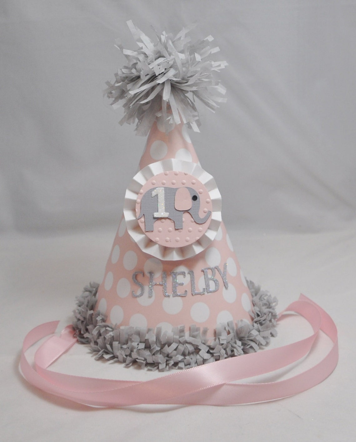 Girl Elephant Party Hat Personalized 1st First Birthday Baby | Etsy