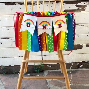 Rainbow ONE High Chair Banner, Ribbon and Fabric, 1st Birthday Girl ...