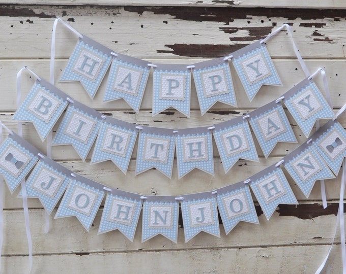 Custom First Birthday Banner Birthday Name Sign Little Man Birthday ...