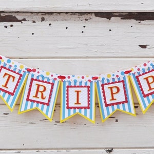 Circus Happy Birthday Wall Banner With Name, Under the Big Top Animals ...