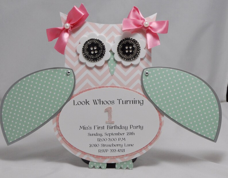 Handmade Owl Shaped Invitations, Set of 6, Look Who's Turning One,1st ...