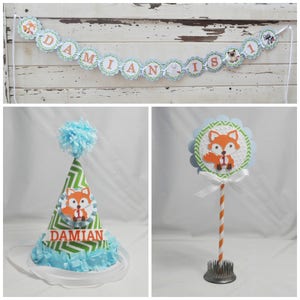 Fox Party Hat Personalized, 1st First Birthday Baby Toddler Boy ...