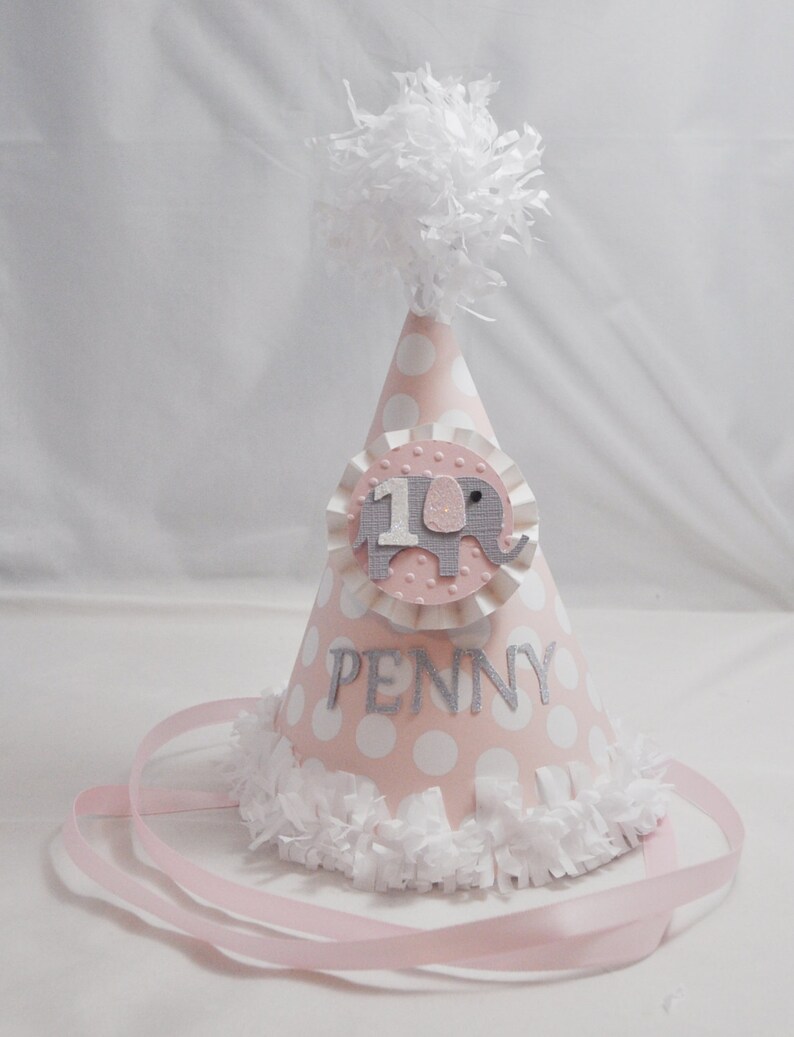 Girl Elephant Party Hat Personalized 1st First Birthday Baby - Etsy